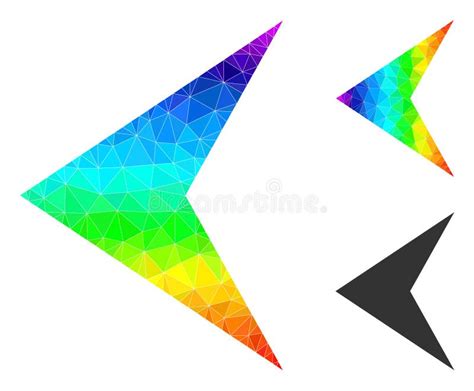 vector triangle filled arrowhead left icon with spectrum gradient stock