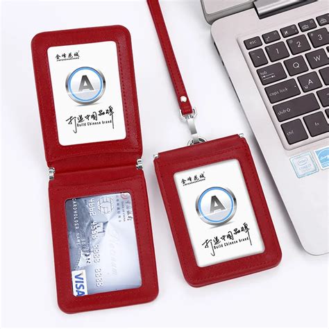 Étui porte badge en cuir véritable carte de travail carte d identité crédit bancaire nom d usine