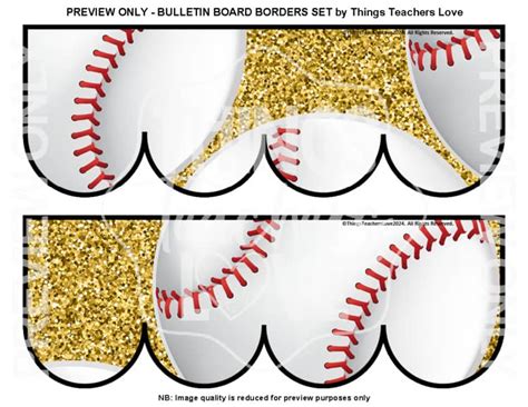 Bulletin Board Borders Set Baseball Gold Classroom Decor Tpt