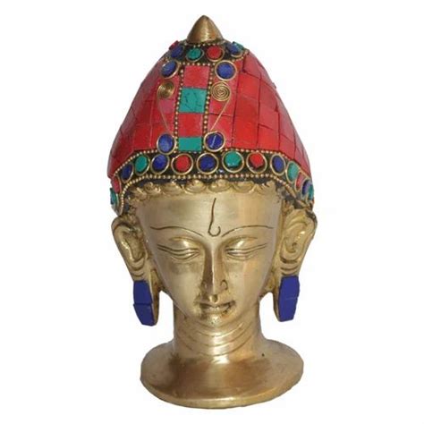 Sng Multicolor Shrinath Art Gallery Brass Buddha Head With Stone Work