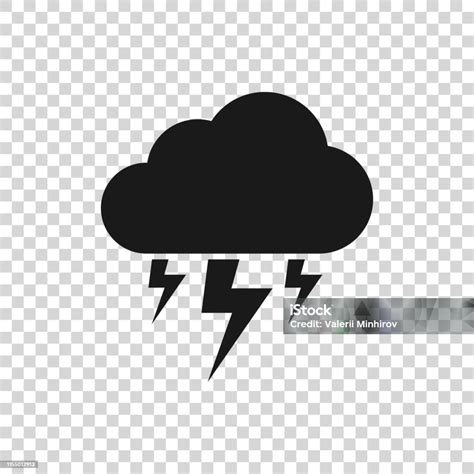 透明な背景に分離された灰色の嵐のアイコン雲と稲妻のサイン嵐の天気アイコンベクターイラスト イラストレーションのベクターアート素材や画像を