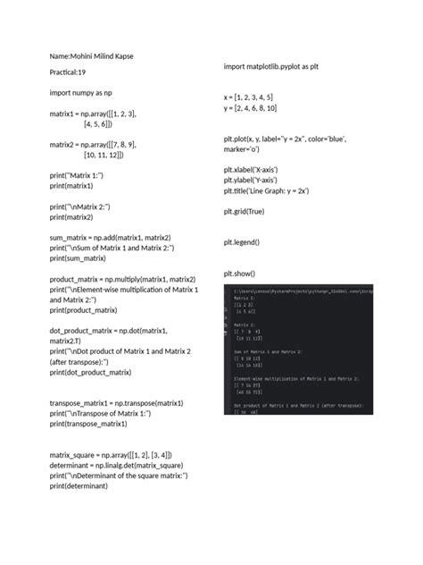 Numpy Matrix Operations And Plotting Pdf