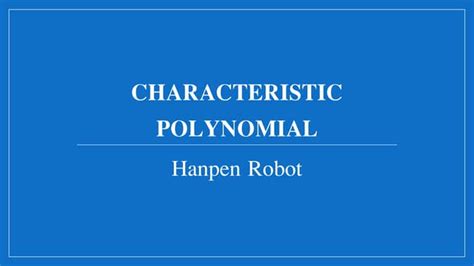 Characteristic Polynomial Ppt