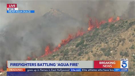 Crews Battle Brush Fire Near Agua Dulce Youtube