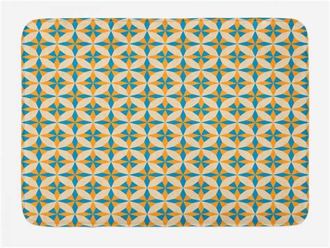 Geometric Bath Mat Abstract Geometric Origami Pattern Vintage Illustration Retro Style Print