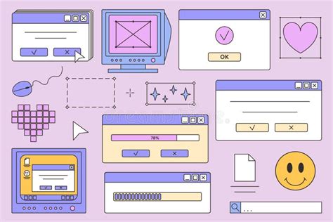 Set Of Operating System Old Computer Window Stock Illustration