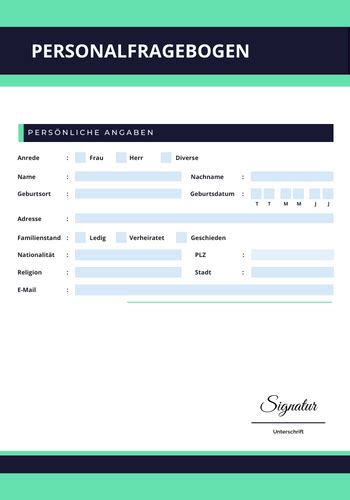 Personalfragebogen Vorlage Flixcheck