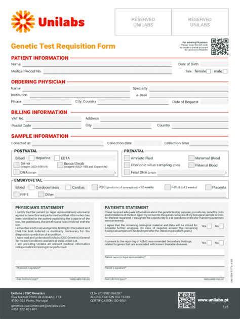 Fillable Online Genetic Test Request Form Trf General Af Cdr Fax Email Print Pdffiller