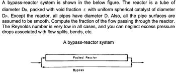 Answered A Bypass Reactor System Is Shown In The Below Figure The Reactor Is A Tube Of