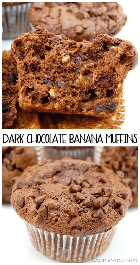 Dark Chocolate Banana Muffins Sweet Peas Kitchen