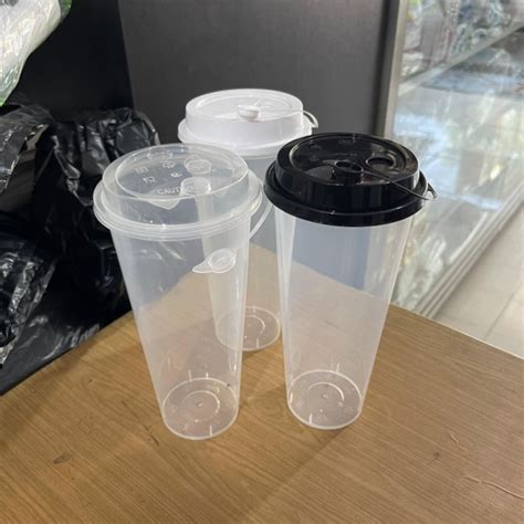Jual Gelas Plastik PP Cup Injection BENING 700ml 22Oz 24Oz 1 Slop Isi 25 TUTUP SAMBUNG TEBAL