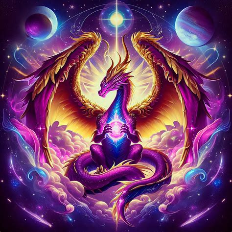Cosmic Dragon Of The Gold And Violet Flame By Lrkdm On Deviantart