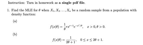 Solved Find The MLE For Theta When X X Dots X N Be Chegg Com