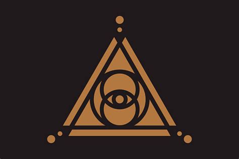 신성한 기하학적 삼각형 석조 기호 및 일루미나티 기호에서 하나님의 모든 눈을 보는 Freemasons에 대한 스톡 벡터 아트 및