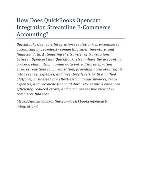 Ppt How Does Quickbooks Opencart Integration Streamline E Powerpoint