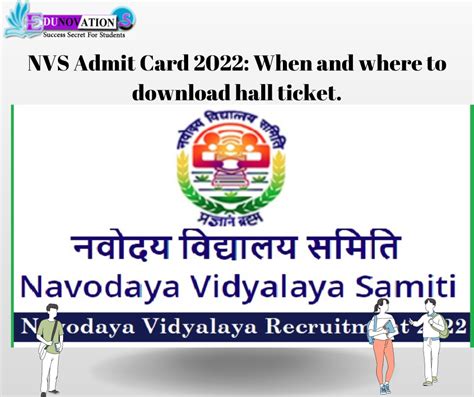 Nvs Admit Card 2022 When And Where To Download Hall Ticket Edunovations