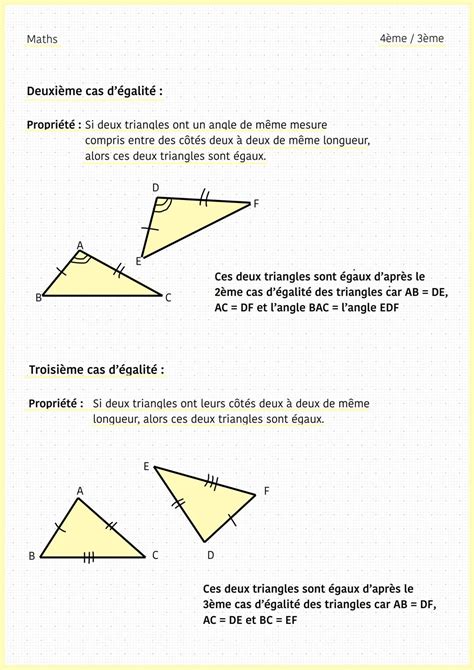Triangles égaux En 4ème Cours Complet Et Exercices Corrigés Maths