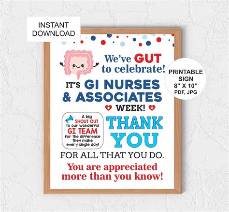 Gi Nurses Week Sign Printable Gi Nurses And Associates Week Poster Gi Nurse Thank You Sign