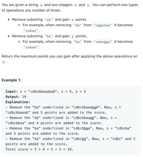 1717 Maximum Score From Removing Substrings Kickstart Coding