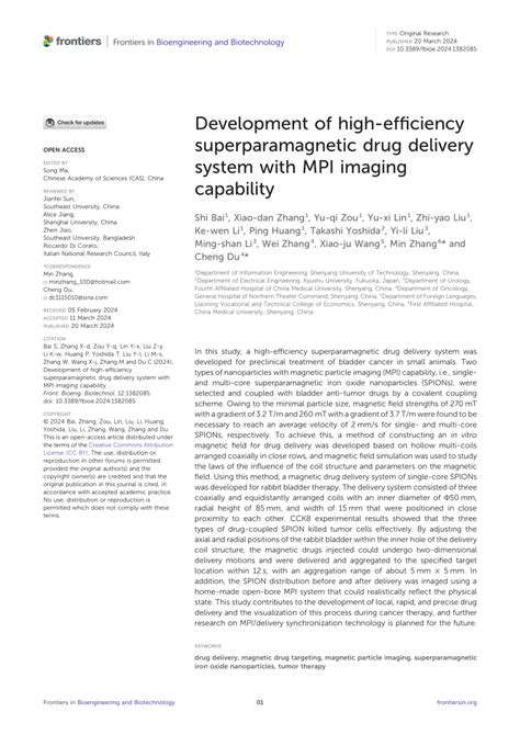 Pdf Development Of High Efficiency Superparamagnetic Drug Delivery
