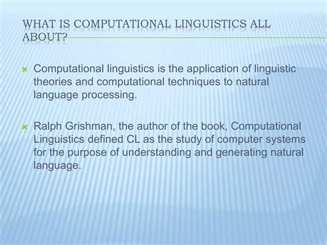 COMPUTATIONAL LINGUISTICS PPTX Technology Computing