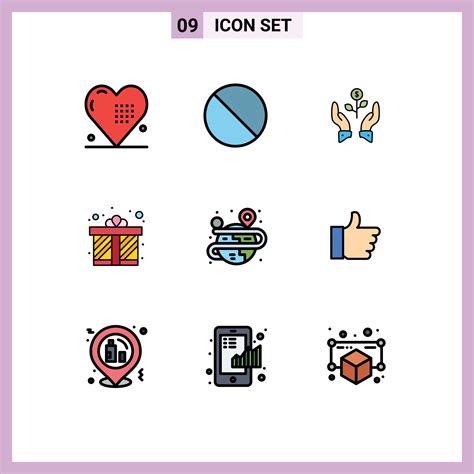 9 Filledline Flat Color Concept For Websites Mobile And Apps T Box Raise Prohibited Plant