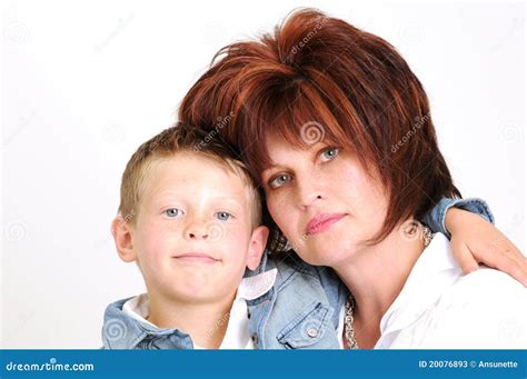 Mother And Teen Son Hugging And Smiling Stock Image Image Of Girl Caucasian