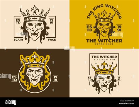 Vintage Retro Illustration Of A Witch Wearing King Crown Stock Vector