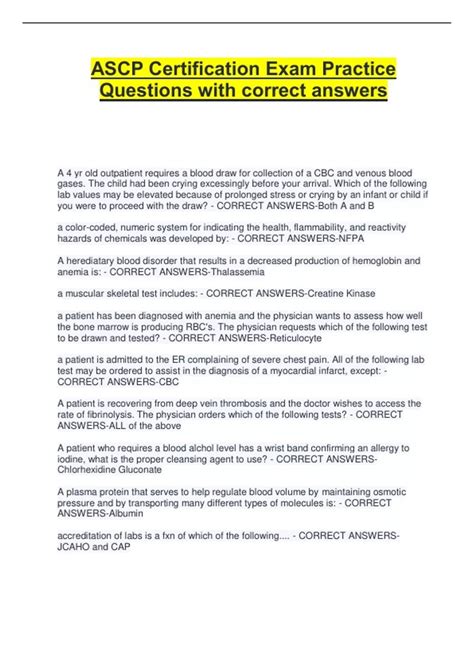 Ascp Certification Exam Practice Questions With Correct Answers Ascp Stuvia Us