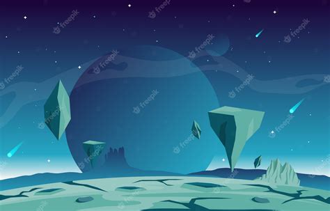 Premium Vector Landscape Surface Of Planet Sky