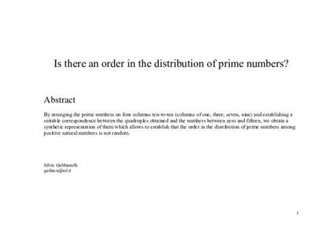 Pdf Is There An Order In The Distribution Of Prime Numbers