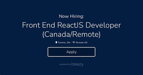 Front End Reactjs Developer Canada Remote At Breakthrough