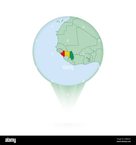 Guinea Map Stylish Location Icon With Guinea Map And Flag Green Pin Icon Stock Vector Image