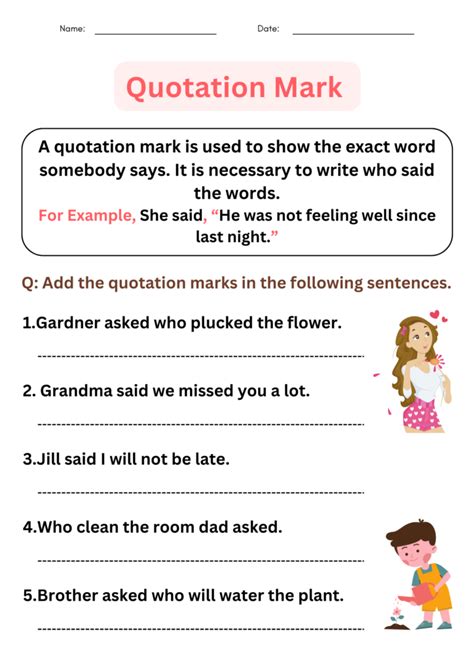 Grammer Quotation Marks Worksheets With Answers For Grade 1 2 3