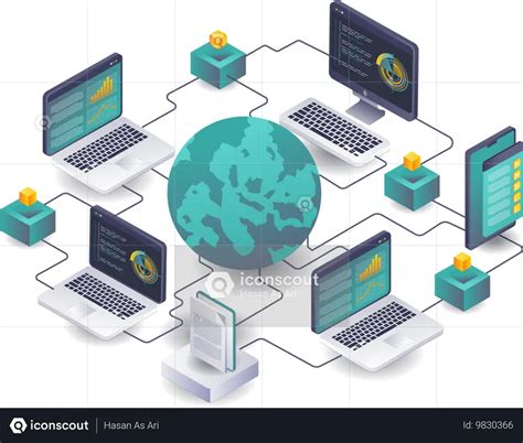 Exploring Global Computer Network Infrastructure Illustration Free