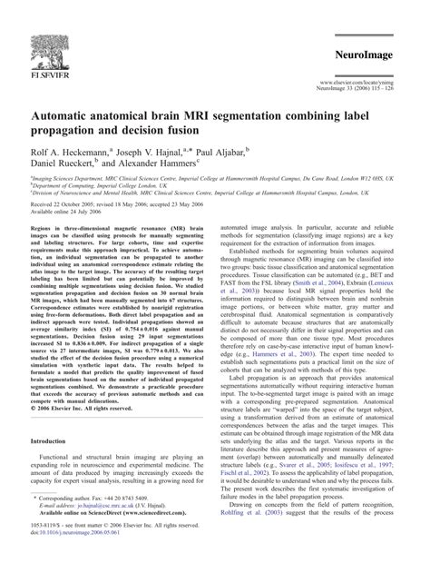 Pdf Automatic Anatomical Brain Mri Segmentation Combining Label Propagation And Decision Fusion