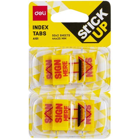 Deli Index Tabs Sign Here A10101 44 X 25 Mm 50 Tabs X 2 Sheets 100