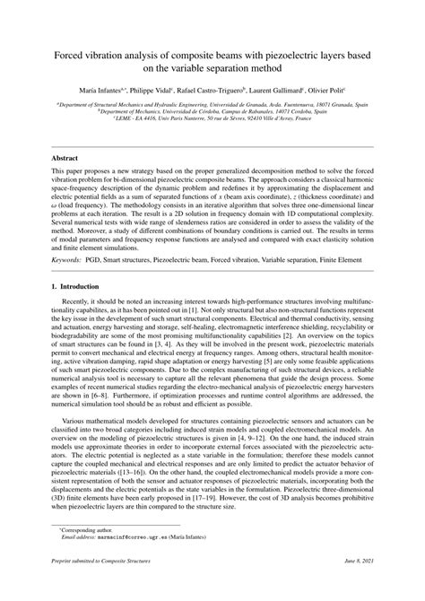 Pdf Forced Vibration Analysis Of Composite Beams With Piezoelectric Layers Based On The