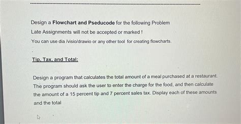 Solved Design A Flowchart And Pseducode For The Following