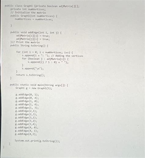 Public Class Graph1 Private Boolean Adjmatrix