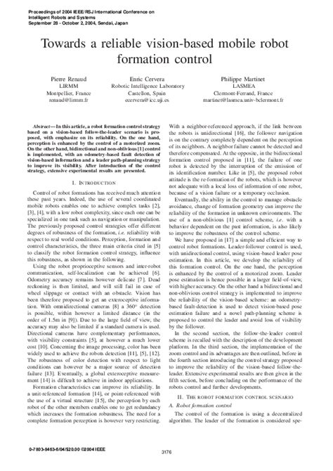 Pdf Towards A Reliable Vision Based Mobile Robot Formation Control
