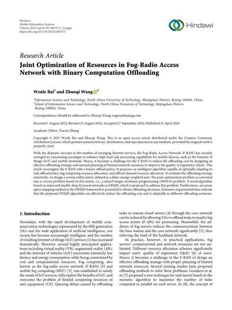 PDF Joint Optimization Of Resources In Fog Radio Access Network With