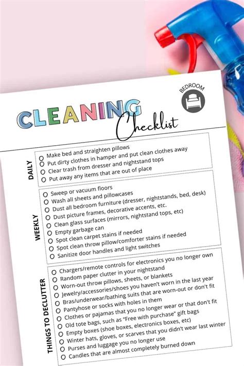 Printable Deep Cleaning Checklist Uk