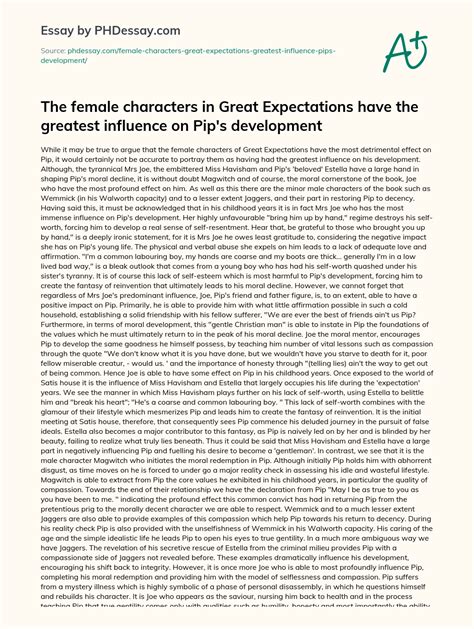The Influence Of Female Characters On Pips Development In Great