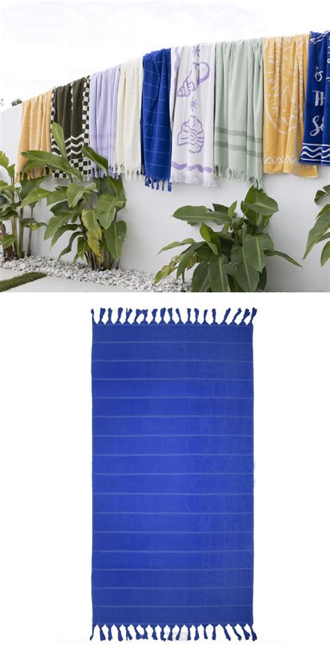 Santorini Azure Beach Towels By Bambury Cottonbox Pty Ltd