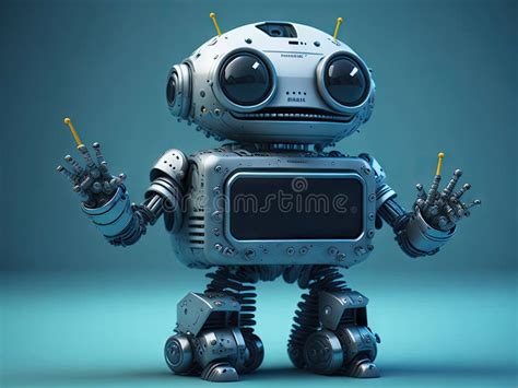 3d Rendering Smiling Robot With Mock Up Text Ai Generative Stock
