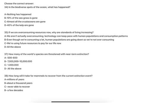 Solved Choose The Correct Answer 34 In The Biodiverse Spots Of The