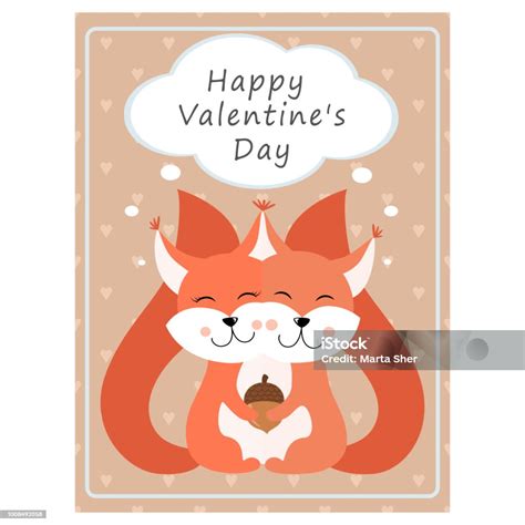 발렌타인의 날 인사말 빈티지 카드입니다 다람쥐 벡터 일러스트 레이 션을 포옹 가격에 대한 스톡 벡터 아트 및 기타 이미지 가격 계절 공휴일 Istock