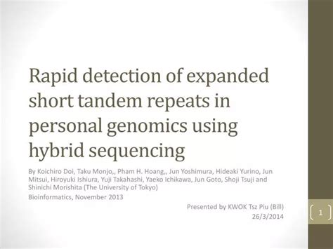 Ppt Rapid Detection Of Expanded Short Tandem Repeats In Personal