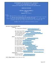Programming Module Outline Sem AY Docx Pdf UNIVERSITY OF TECHNOLOGY JAMAICA